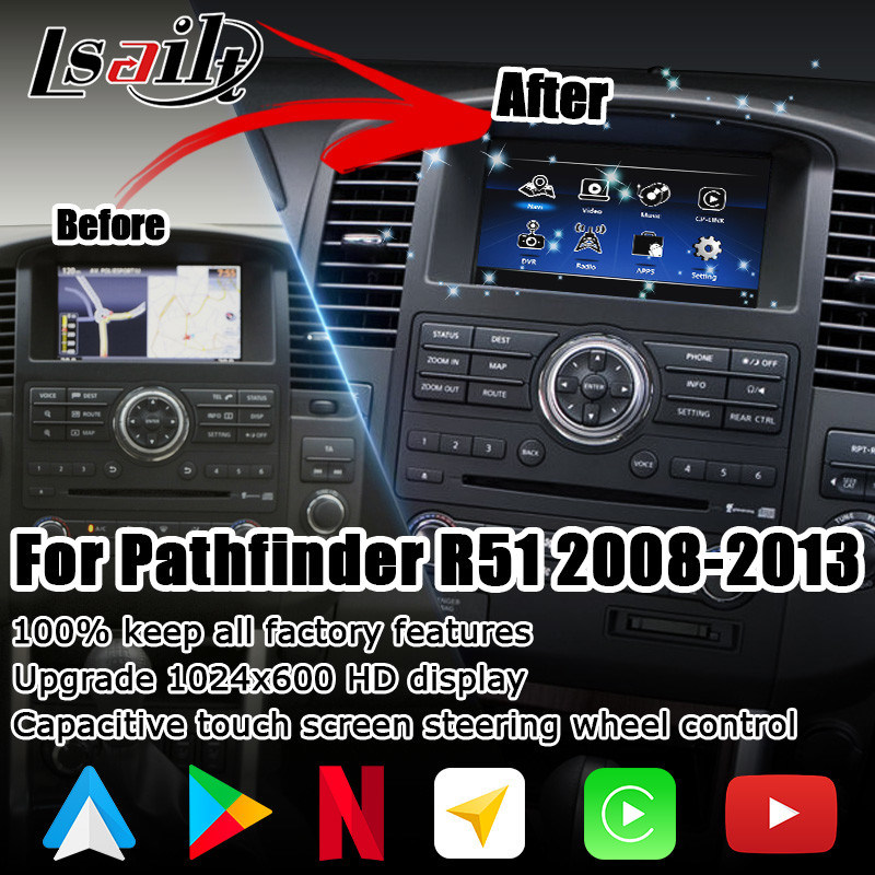 HD multi finger touch screen upgrade for Nissan Pathfinder R51 carplay ...