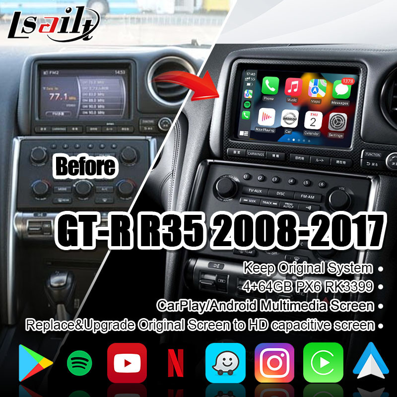 Lsailt Car Multimedia Screen for GT-R GTR R35 with 4+64GB Wireless ...